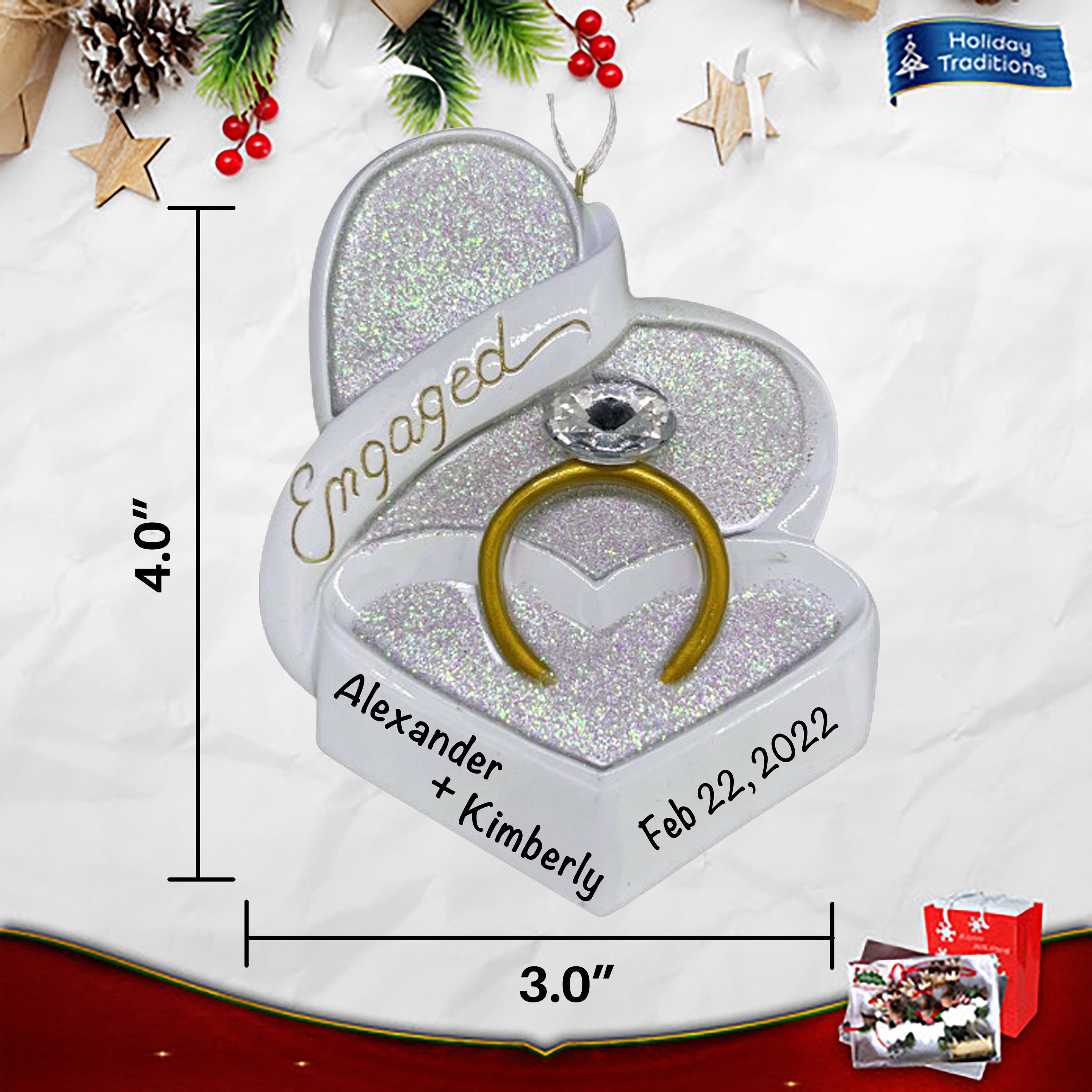 Personalized Engagement Ring Ornament First Christmas Engaged - Etsy