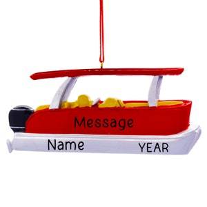 Custom Red Pontoon Boat Christmas Ornament Personalized Holiday ...