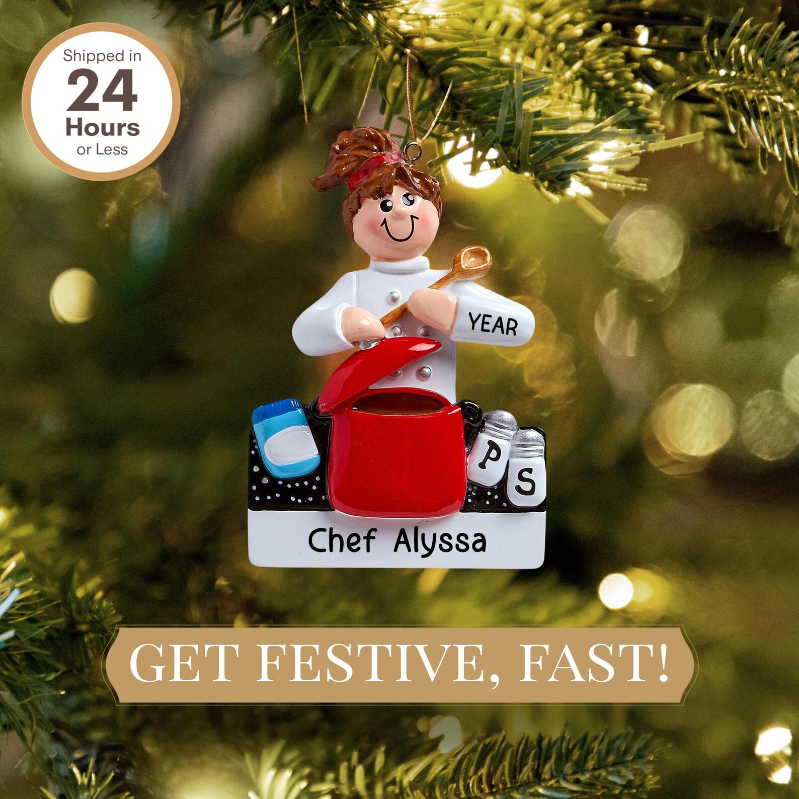 Personalized Chef Christmas Ornament • Custom Gifts for Cooking Women ...