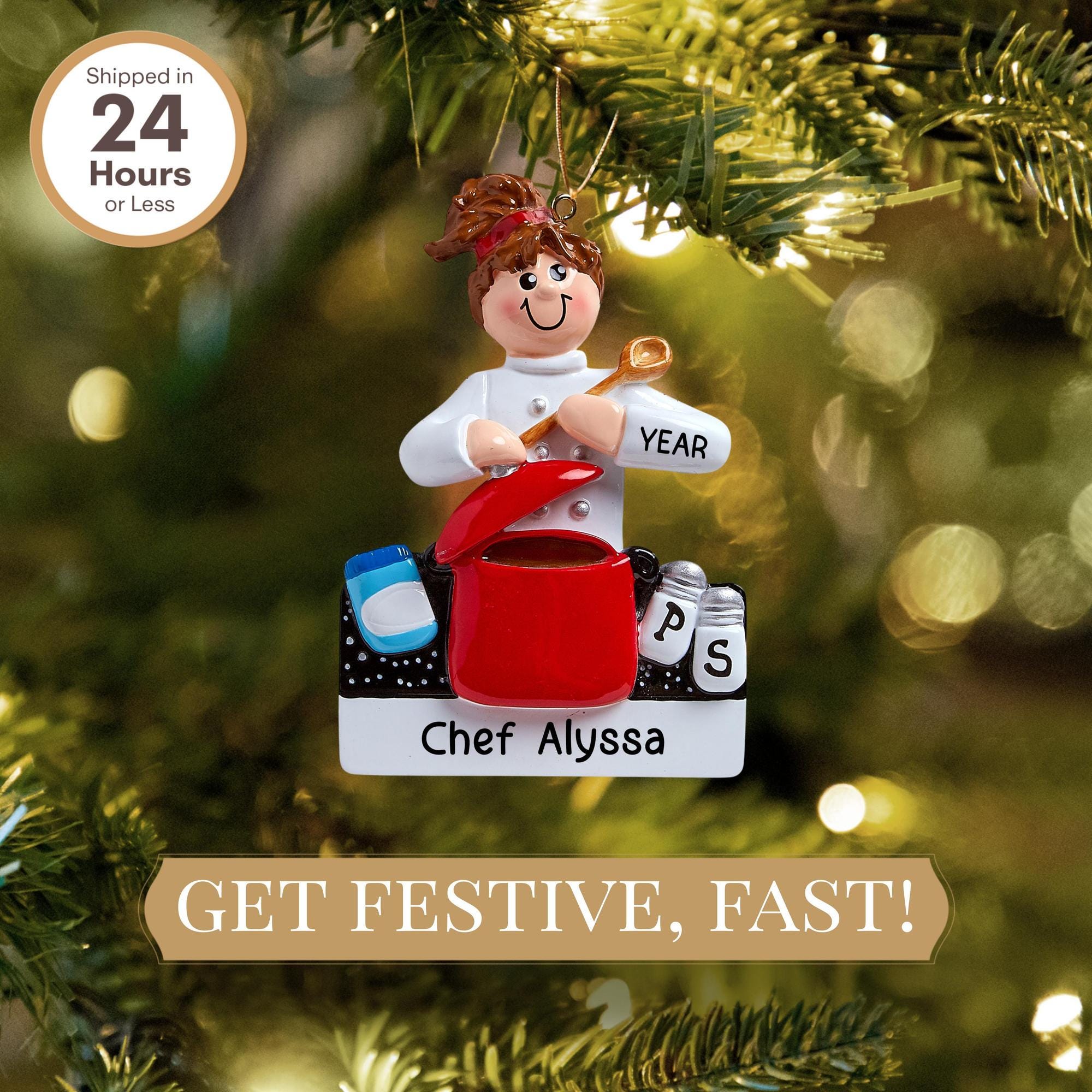 Personalized Chef Christmas Ornament • Custom Gifts for Cooking Women ...