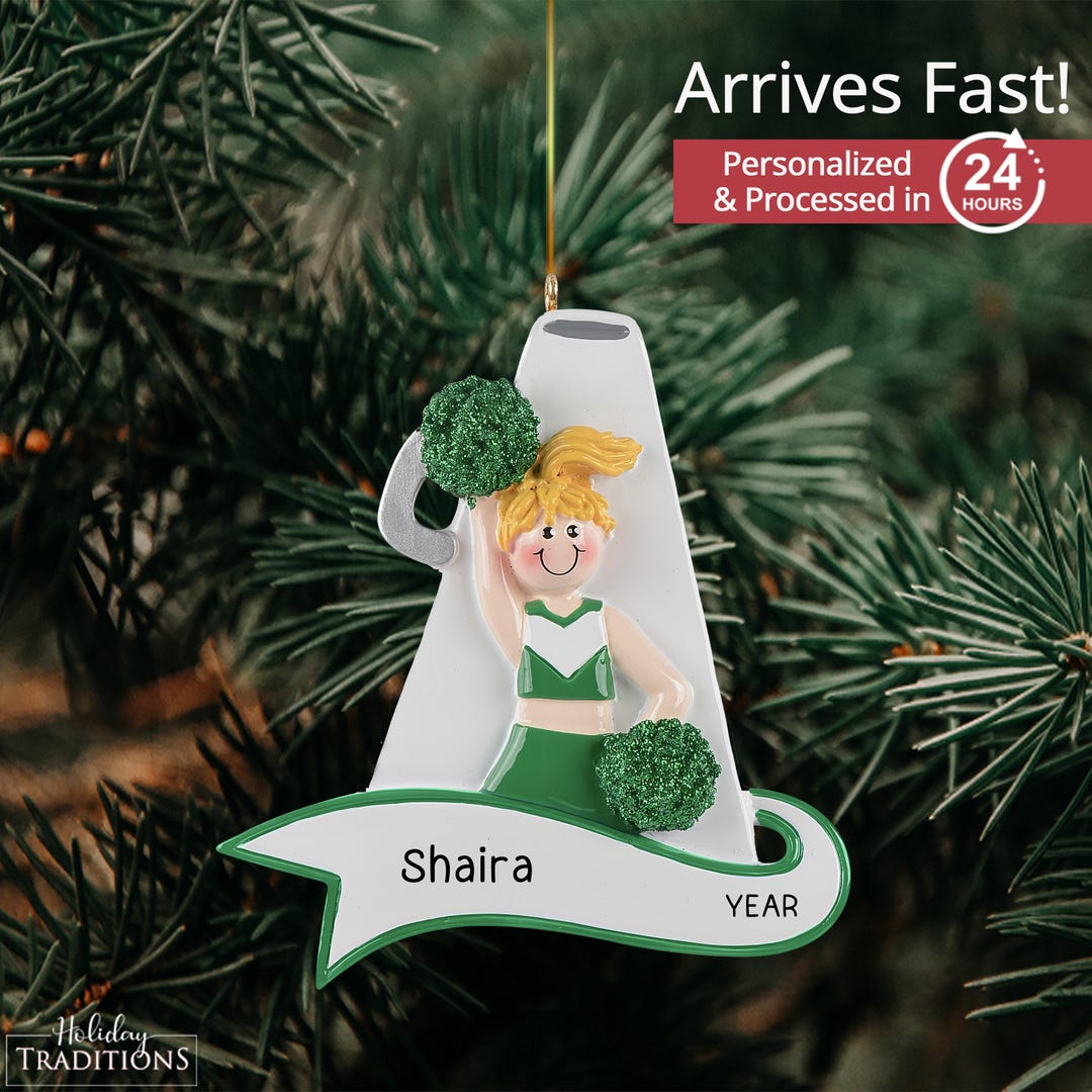 Personalized Cheerleader Ornament • Custom Cheerleader Megaphone ...