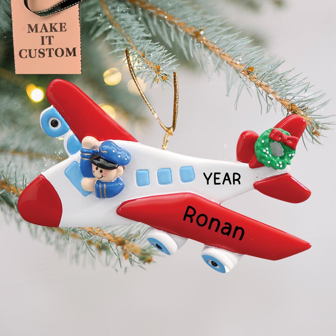 Personalized Airplane Christmas Ornament • Pilot Gift, Aviation Decor ...