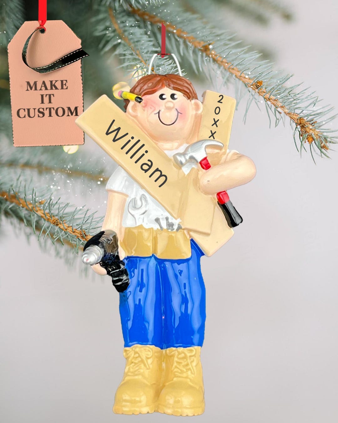 Personalized Handyman Christmas Ornament • Gift for Carpenter ...