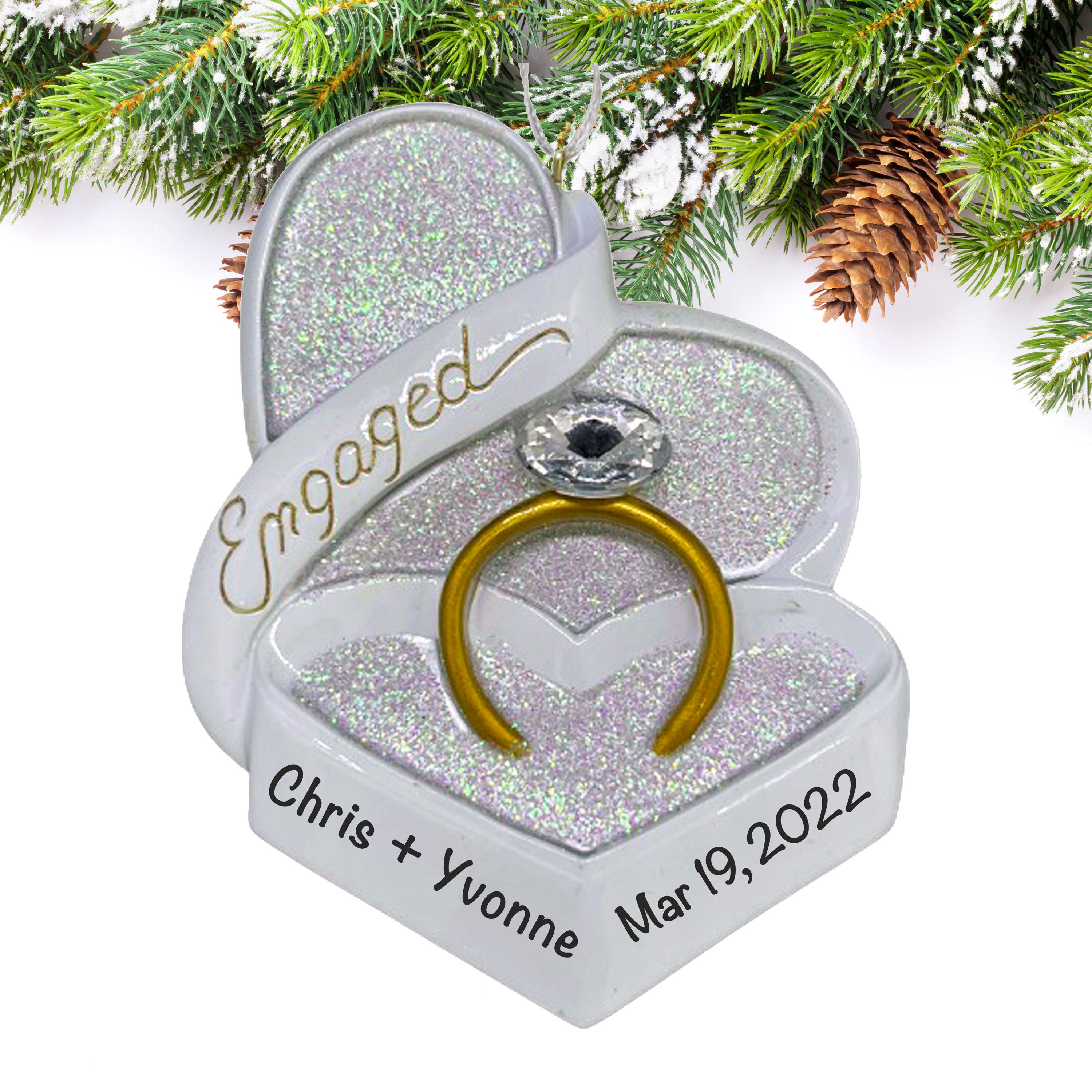 Personalized Engagement Ring Ornament First Christmas Engaged - Etsy