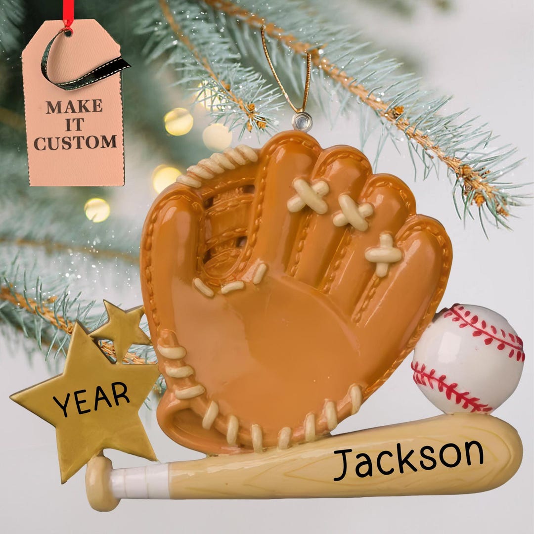 Personalized Baseball Glove and Bat Ornament 2026 • Gift Ideas for ...