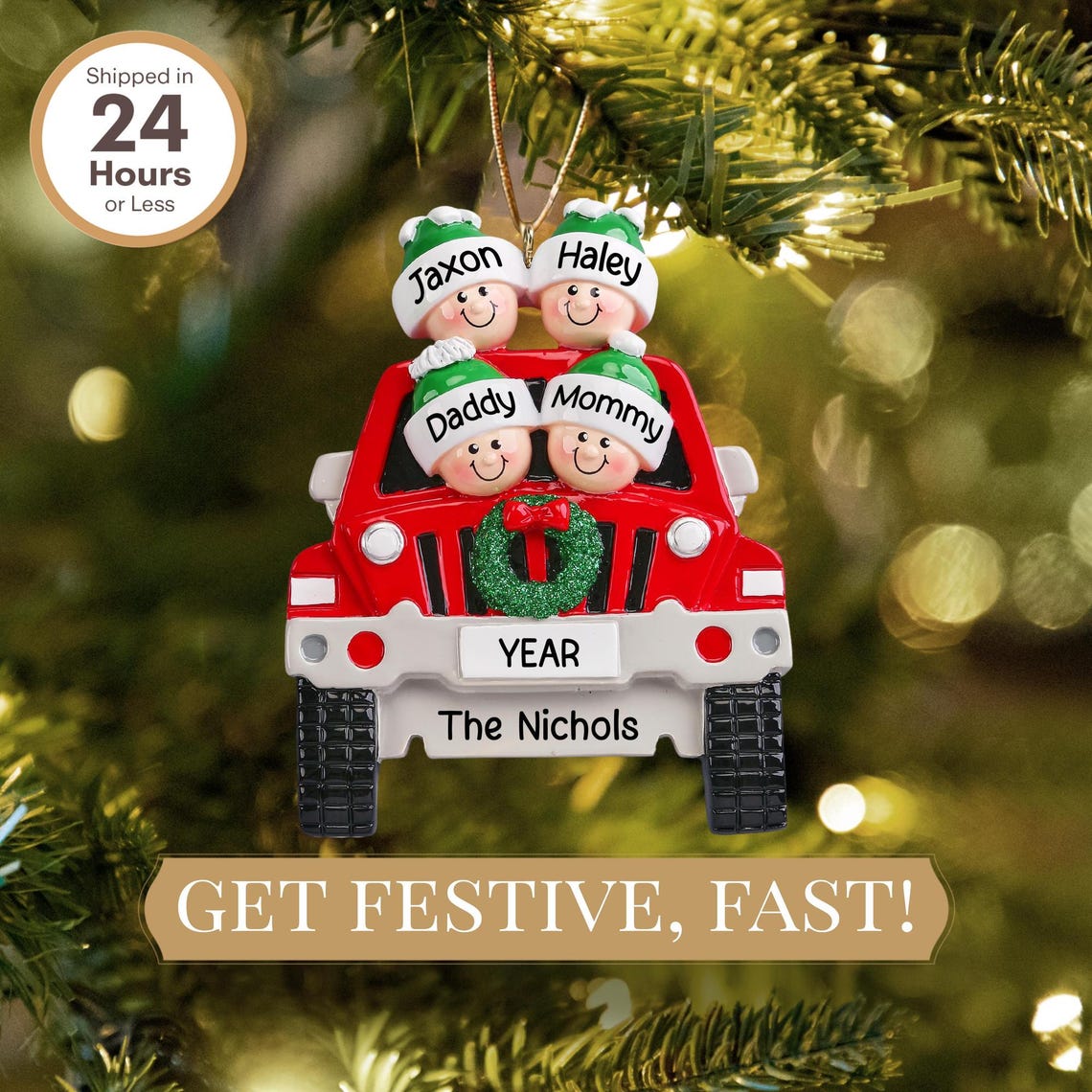 Personalized Red SUV Family Christmas Ornament • Road Trip Vacation ...