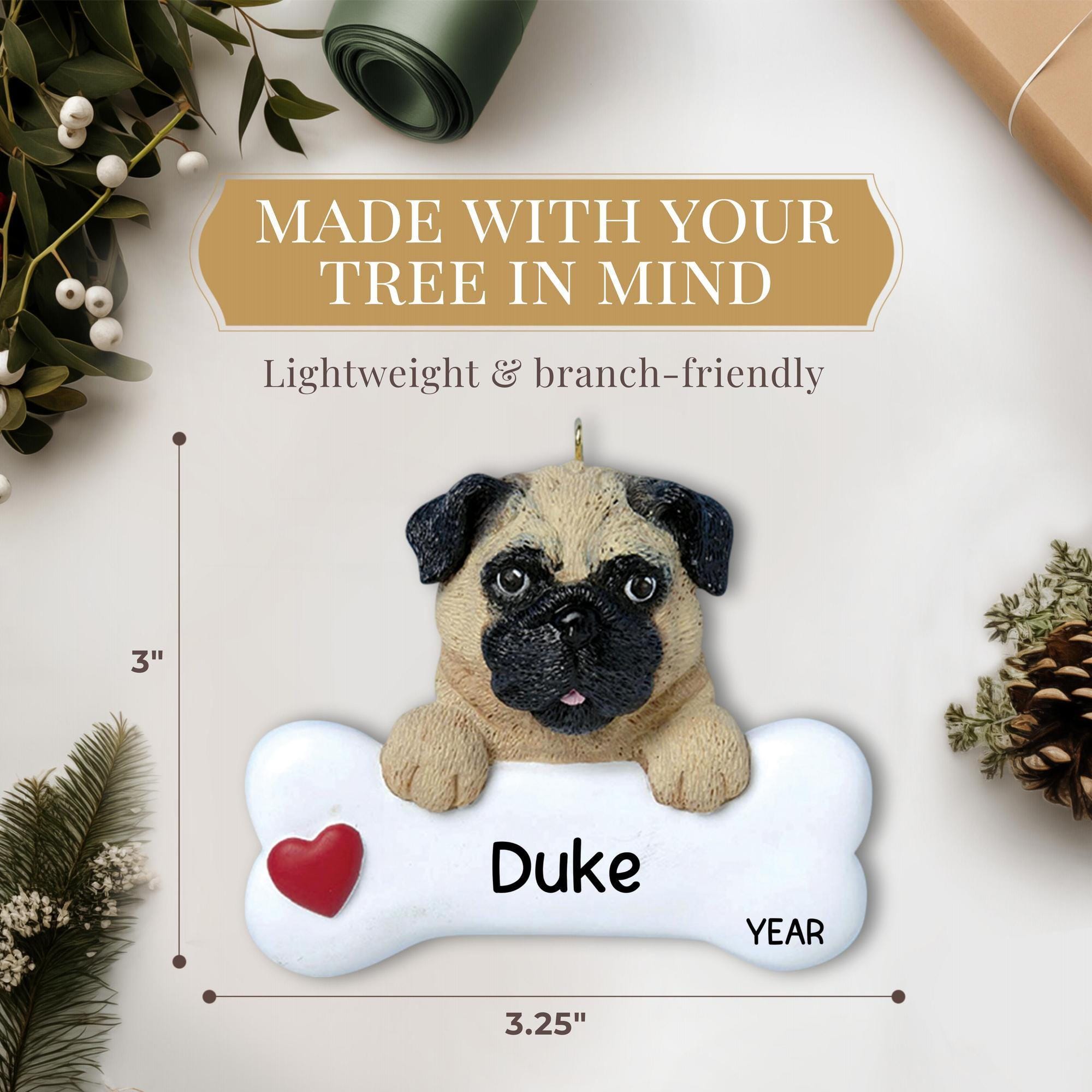 Personalized Dog Breed Ornament • Pug Christmas Present • Custom Gifts ...