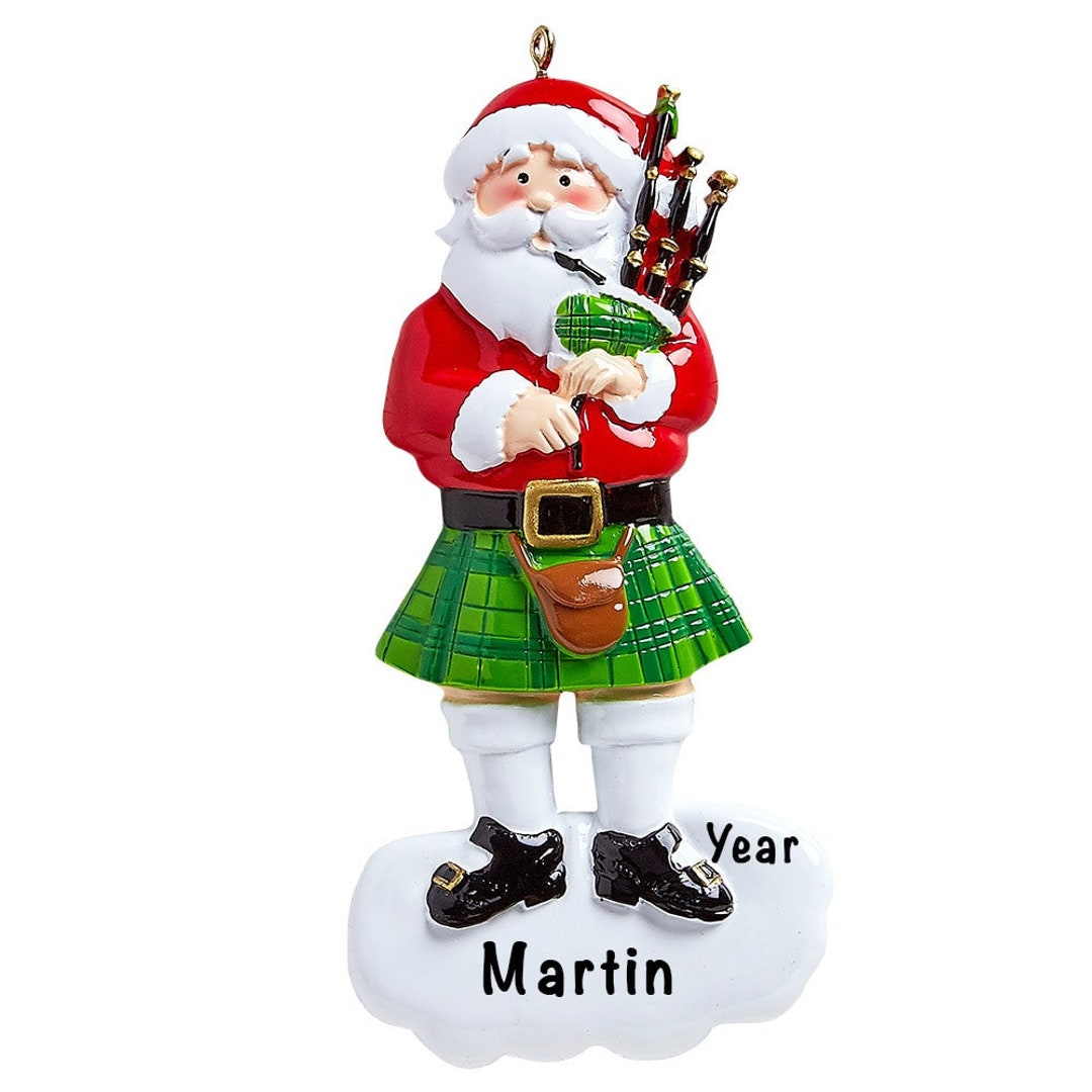 Scottish Santa Ornament, Personalized Santa Claus Bagpiper Christmas ...