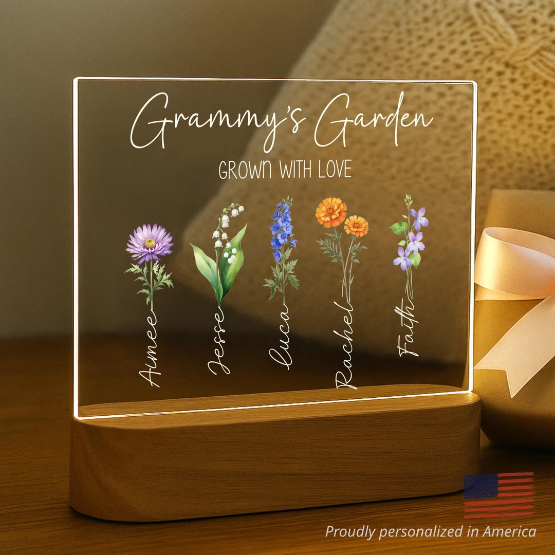 Personalized Garden Night Light for Mom, Gram, Granny, Mother's Day ...