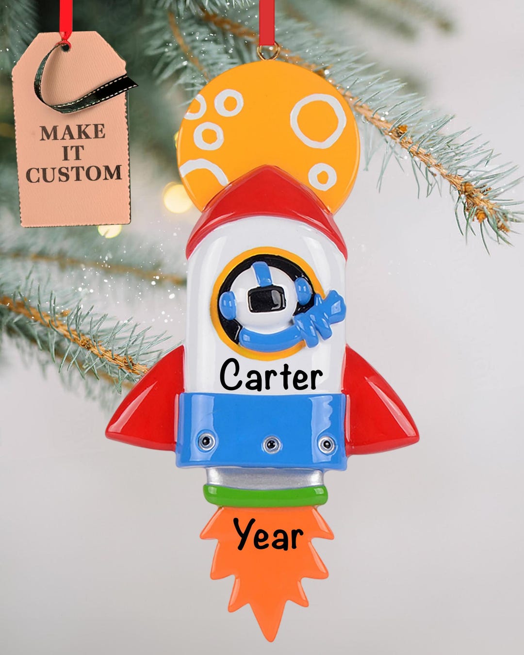 Personalized Space Rocket Ornament for Christmas Tree • Custom Outer ...