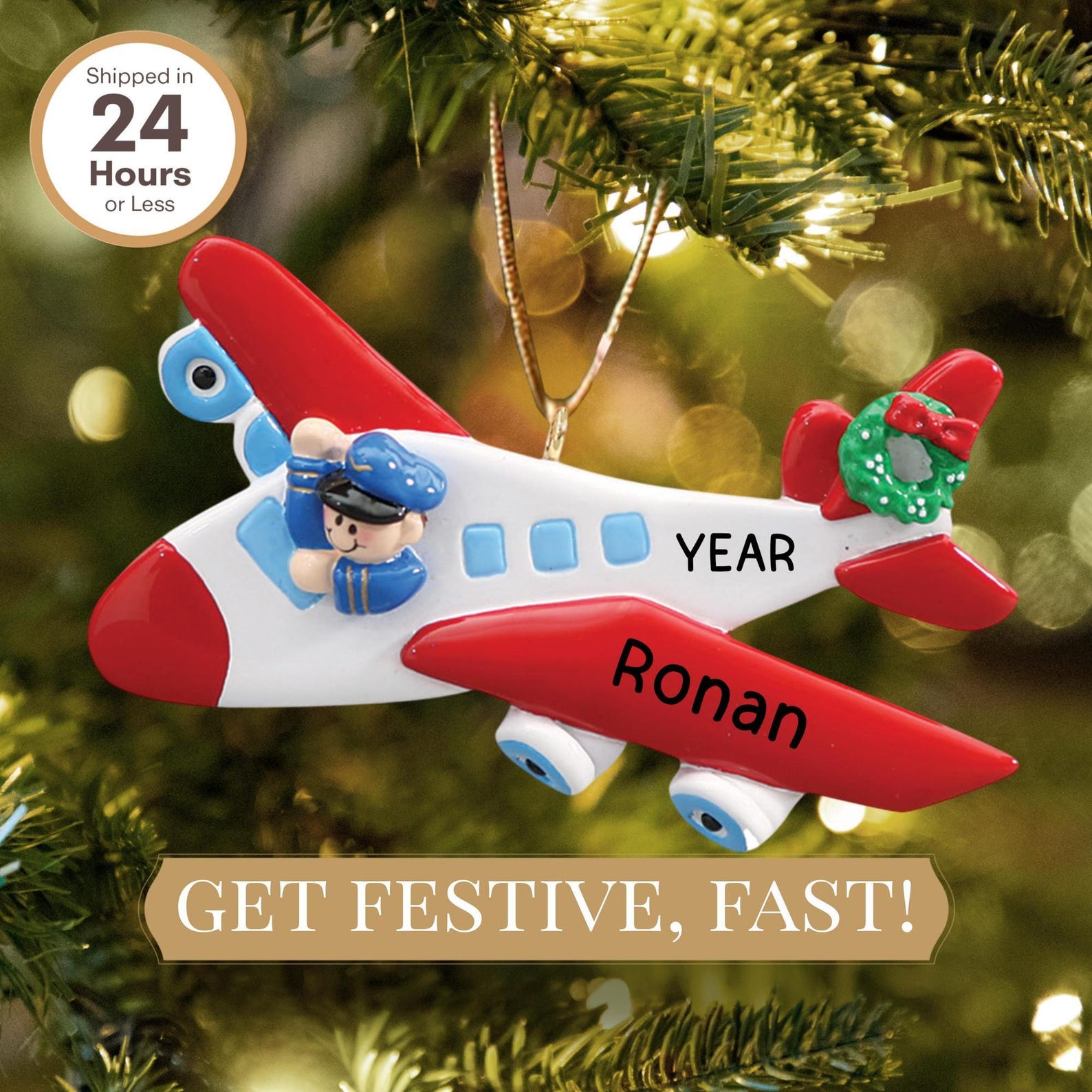 Personalized Airplane Christmas Ornament • Pilot Gift, Aviation Decor ...