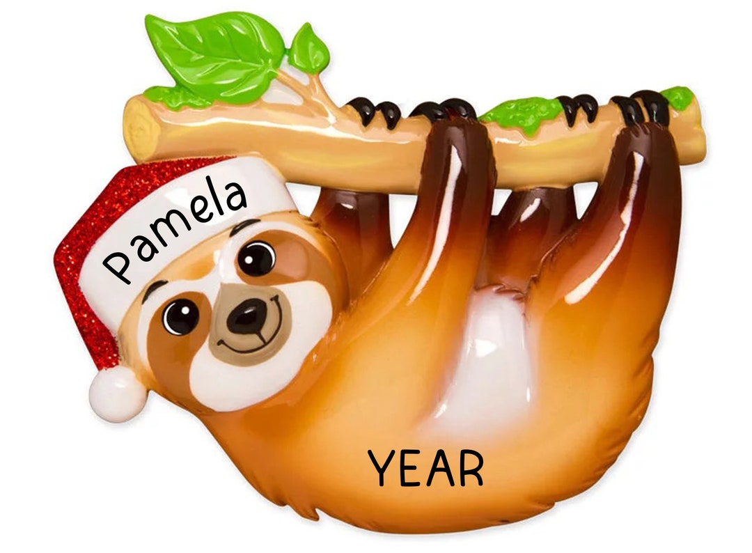 Personalized Sloth Ornament Custom Sloth Christmas Tree Presents Gifts ...