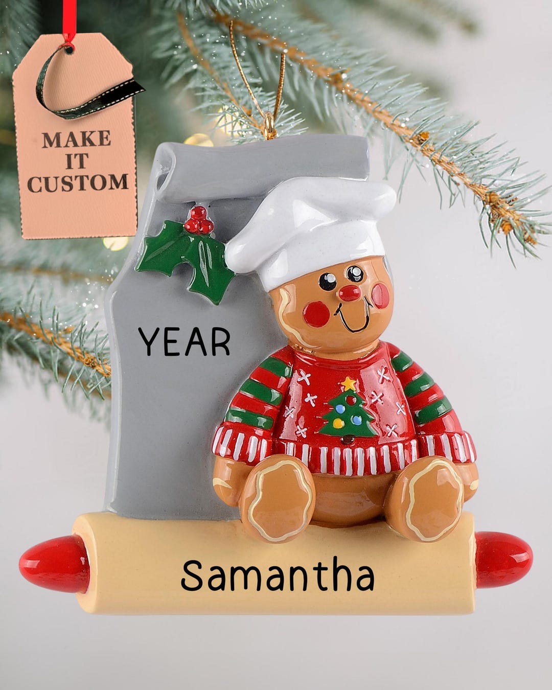 Personalized Gingerbread Man Baker Ornament • Gingerbread Man Christmas ...