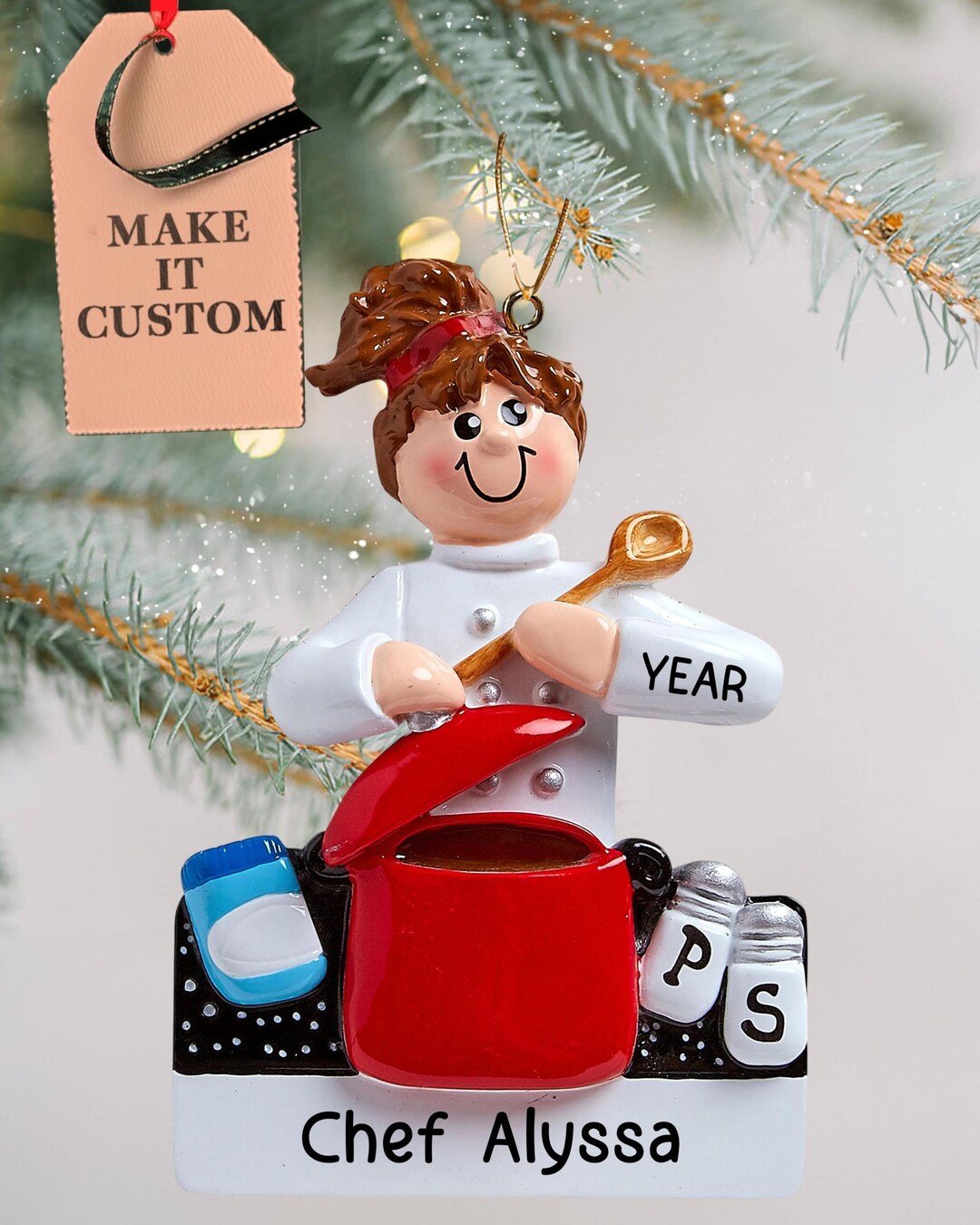 Personalized Chef Christmas Ornament • Custom Gifts for Cooking Women ...