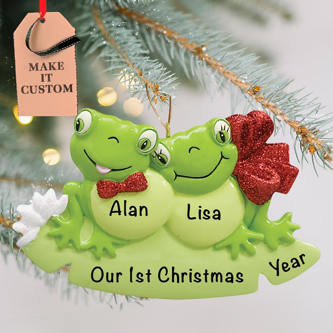 Frog Couple Ornament • Personalized First Christmas Married Couple Gift ...