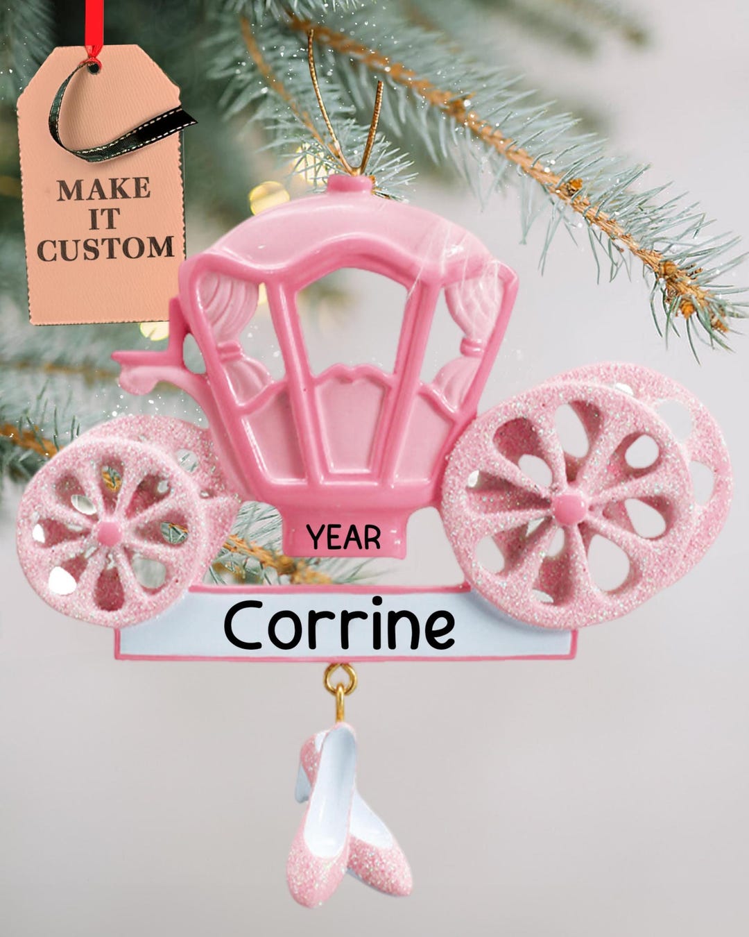 Personalized Princess Carriage Ornament • Custom Pink Carriage ...
