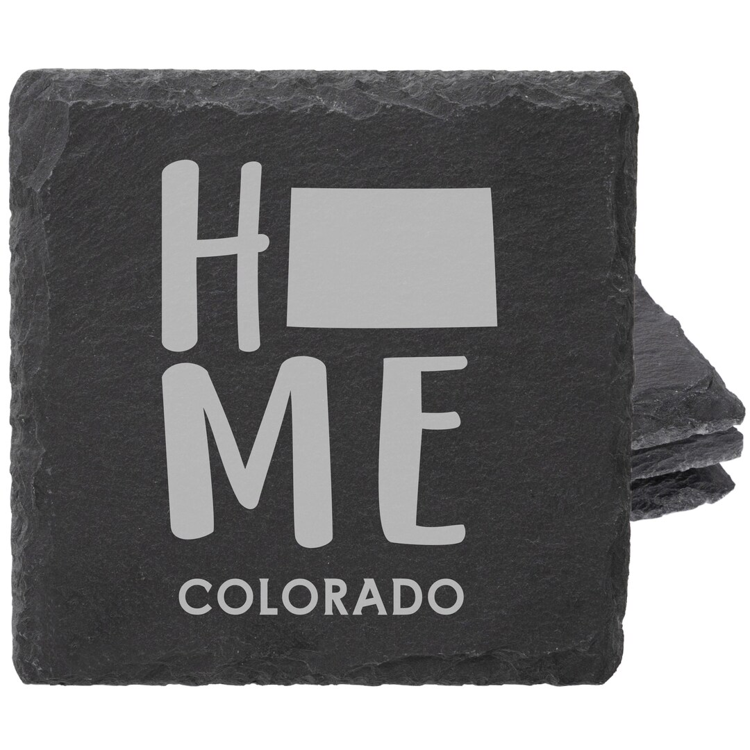 Slate Coaster Set of 4 • Colorado Map Home Design • Rustic Gift for ...
