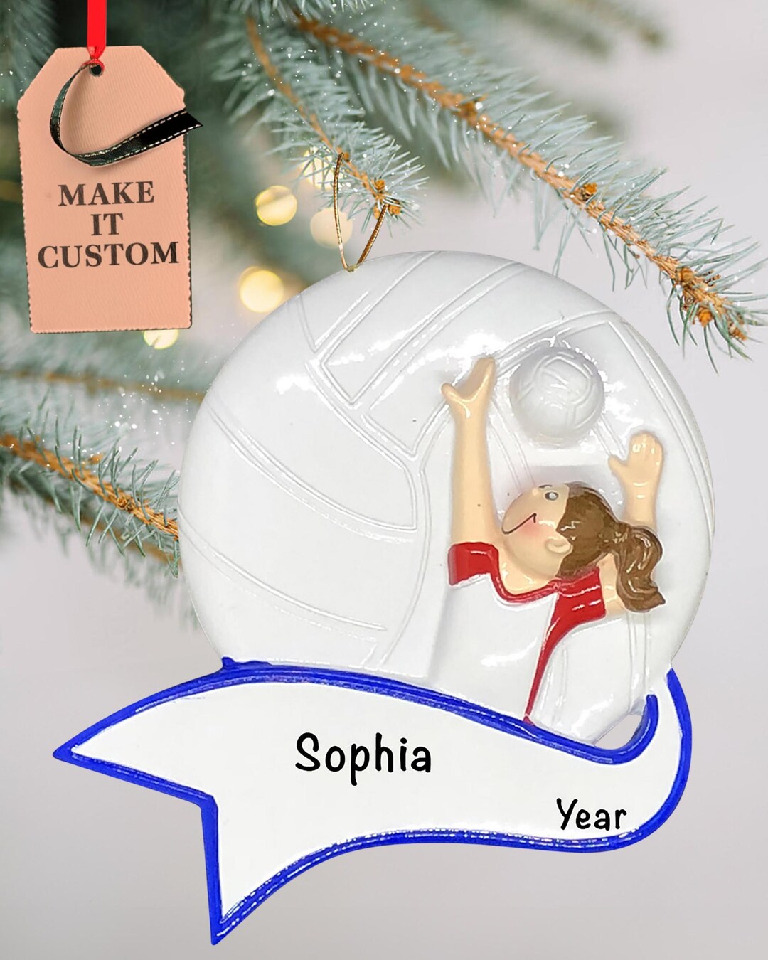 Personalized Volleyball Ornament • Custom Volleyball Player Christmas ...