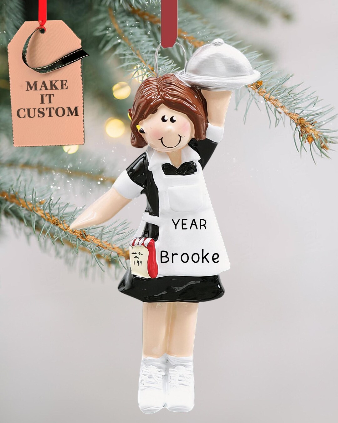 Personalized Waitress Christmas Ornament • Food Server Ornament ...