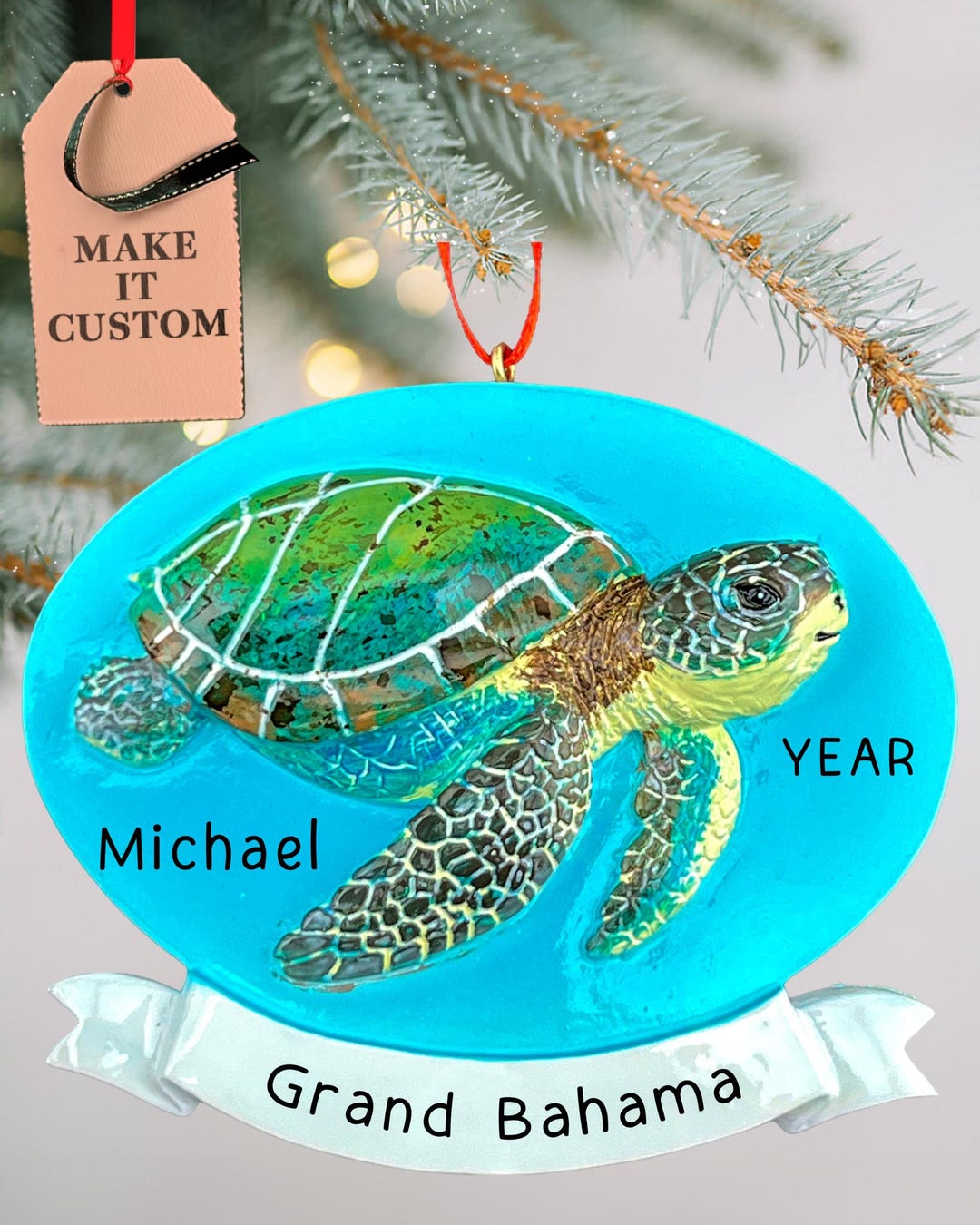Custom Sea Turtle Ornament • Personalized Sea Animal Christmas Presents ...