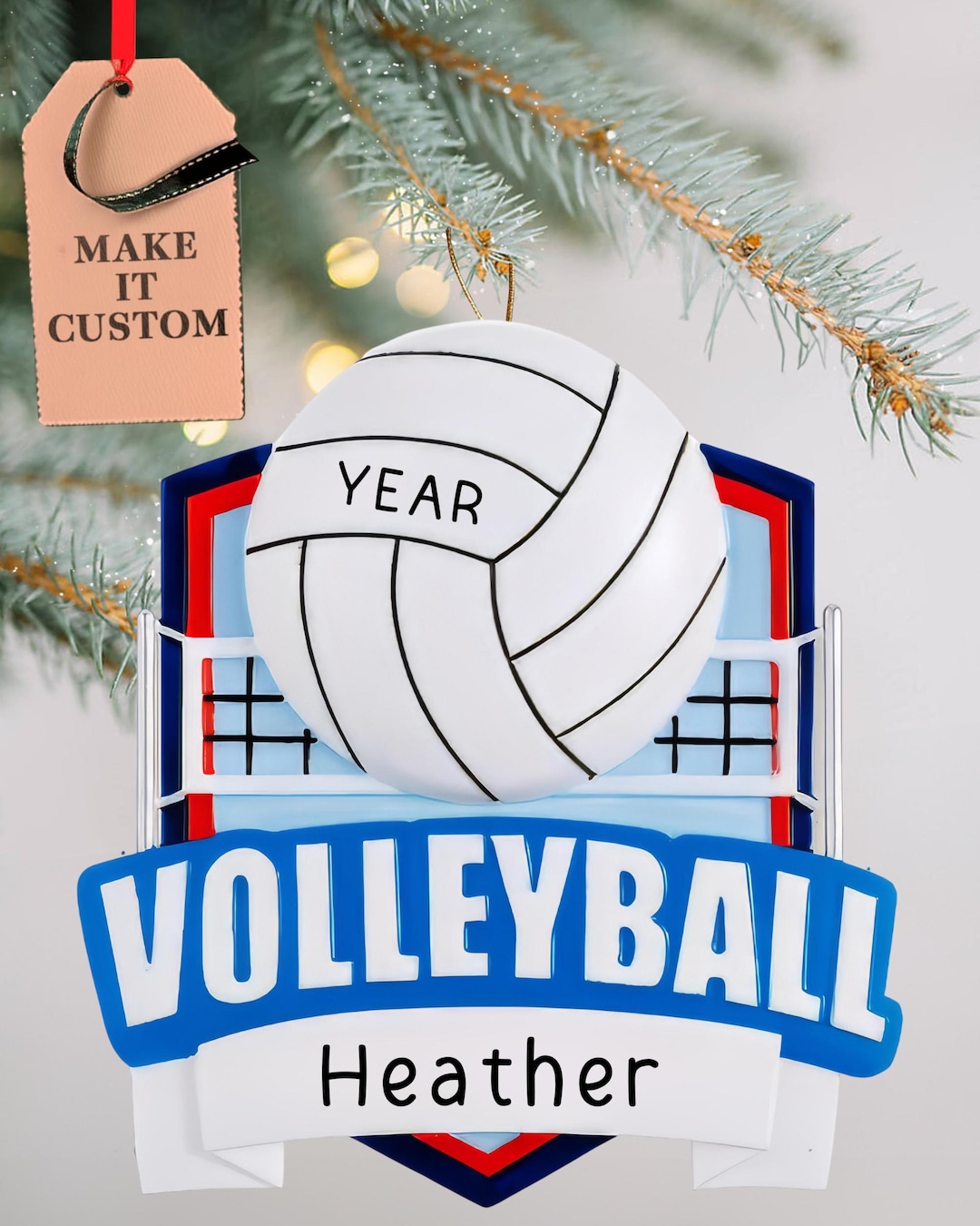 Personalized Volleyball Christmas Ornament • Custom Volleyball Shield ...