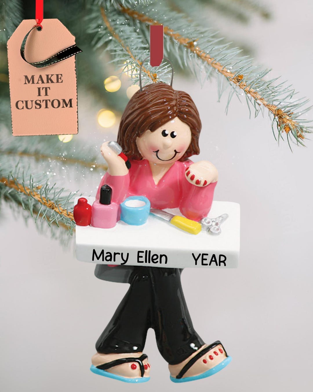 NAIL TECH ORNAMENT • Women Nail Technician Ornament • Personalized ...