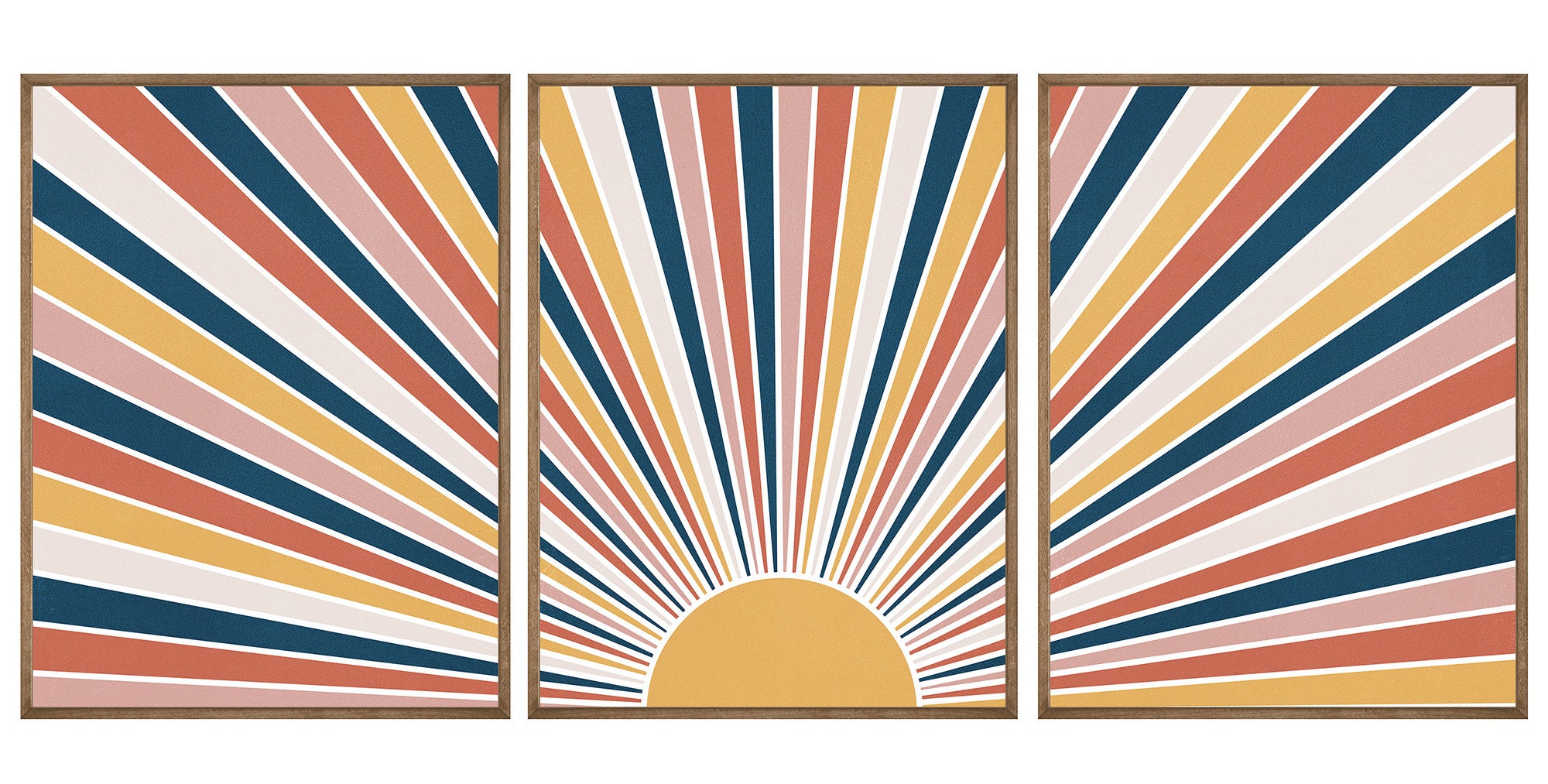 PRINTED Retro Sun Rays Wall Art Print Boho Sunrays Posters - Etsy