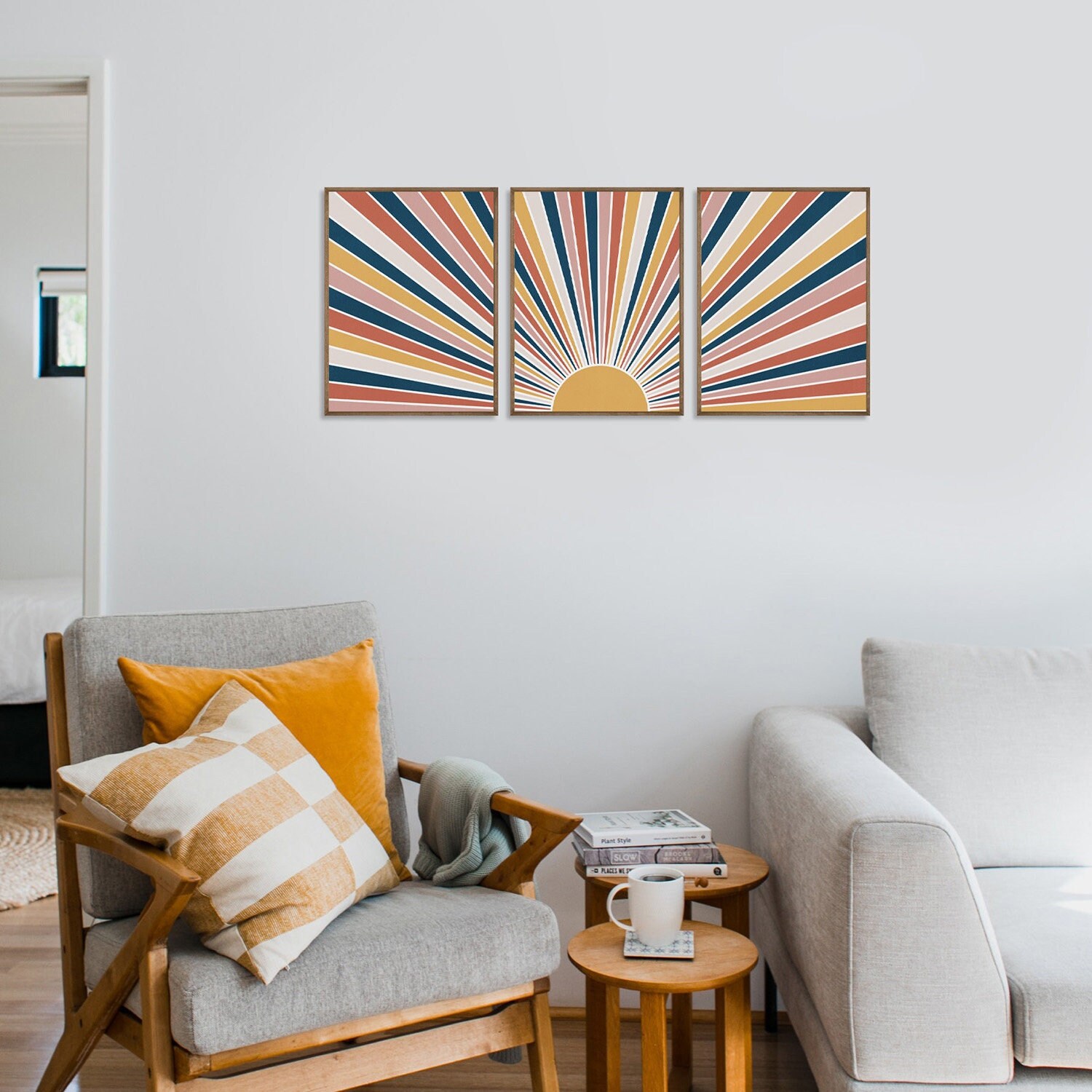 PRINTED Retro Sun Rays Wall Art Print Boho Sunrays Posters - Etsy