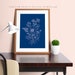 Navy Blue Botanical Illustration, DIGITAL DOWNLOAD, Floral Minimal Art ...