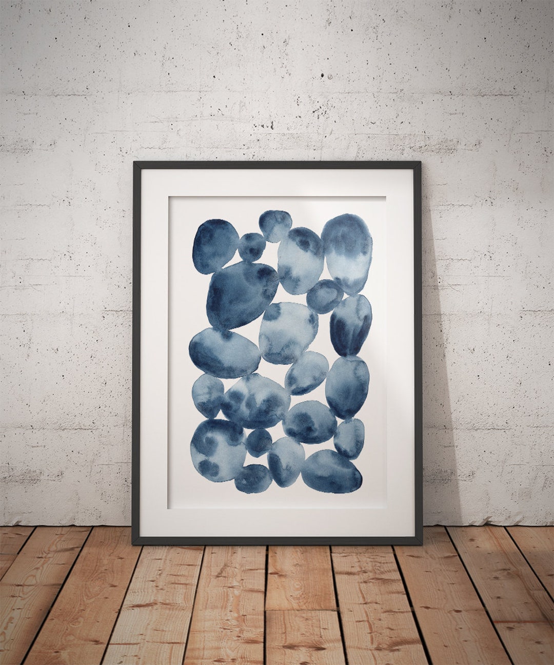 Abstract Blue Watercolor Art Print, DIGITAL DOWNLOAD, Minimal Modern ...