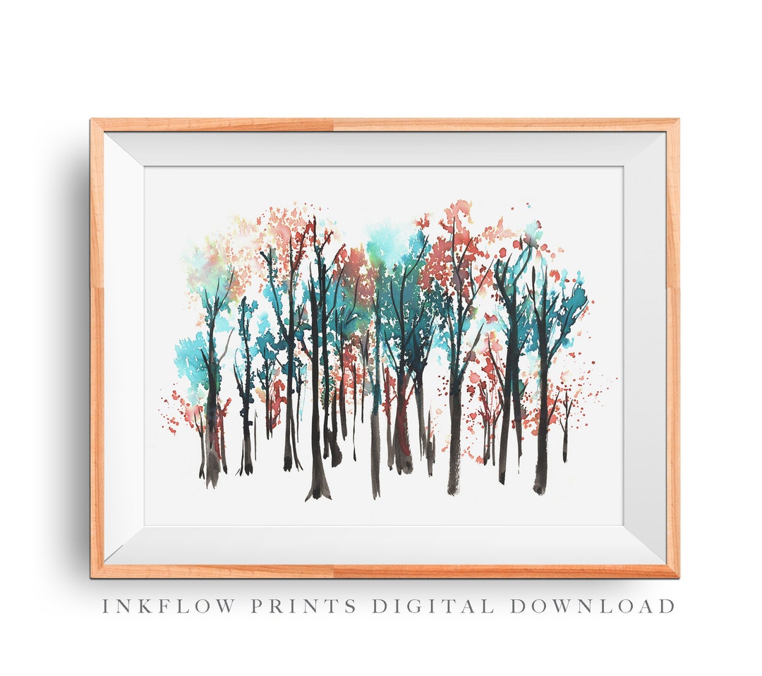 Watercolor Trees Downloadable Art Print, DIGITAL DOWNLOAD, Room Decor ...