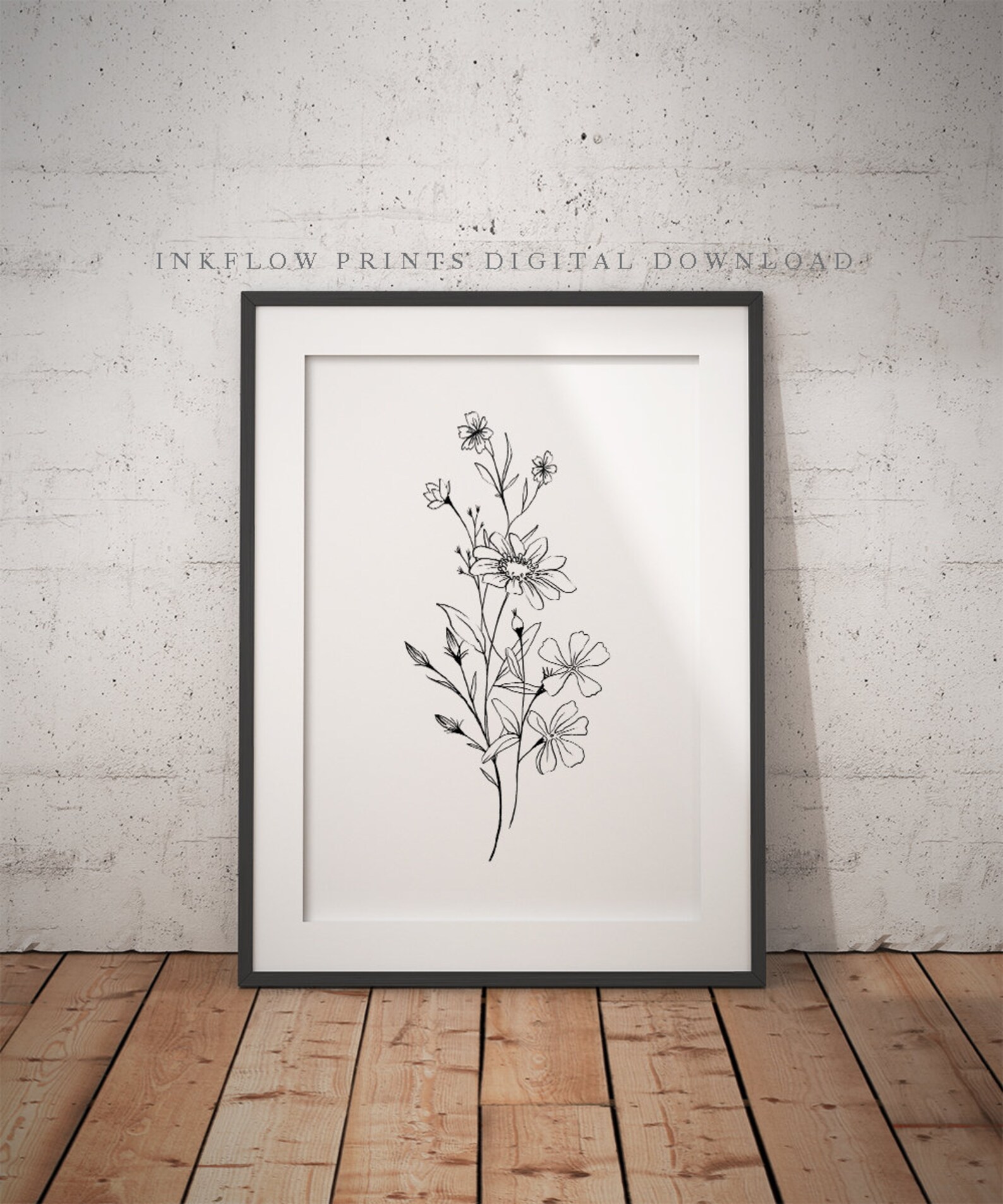 Black and White Botanical Illustration, DIGITAL DOWNLOAD, Floral Room ...