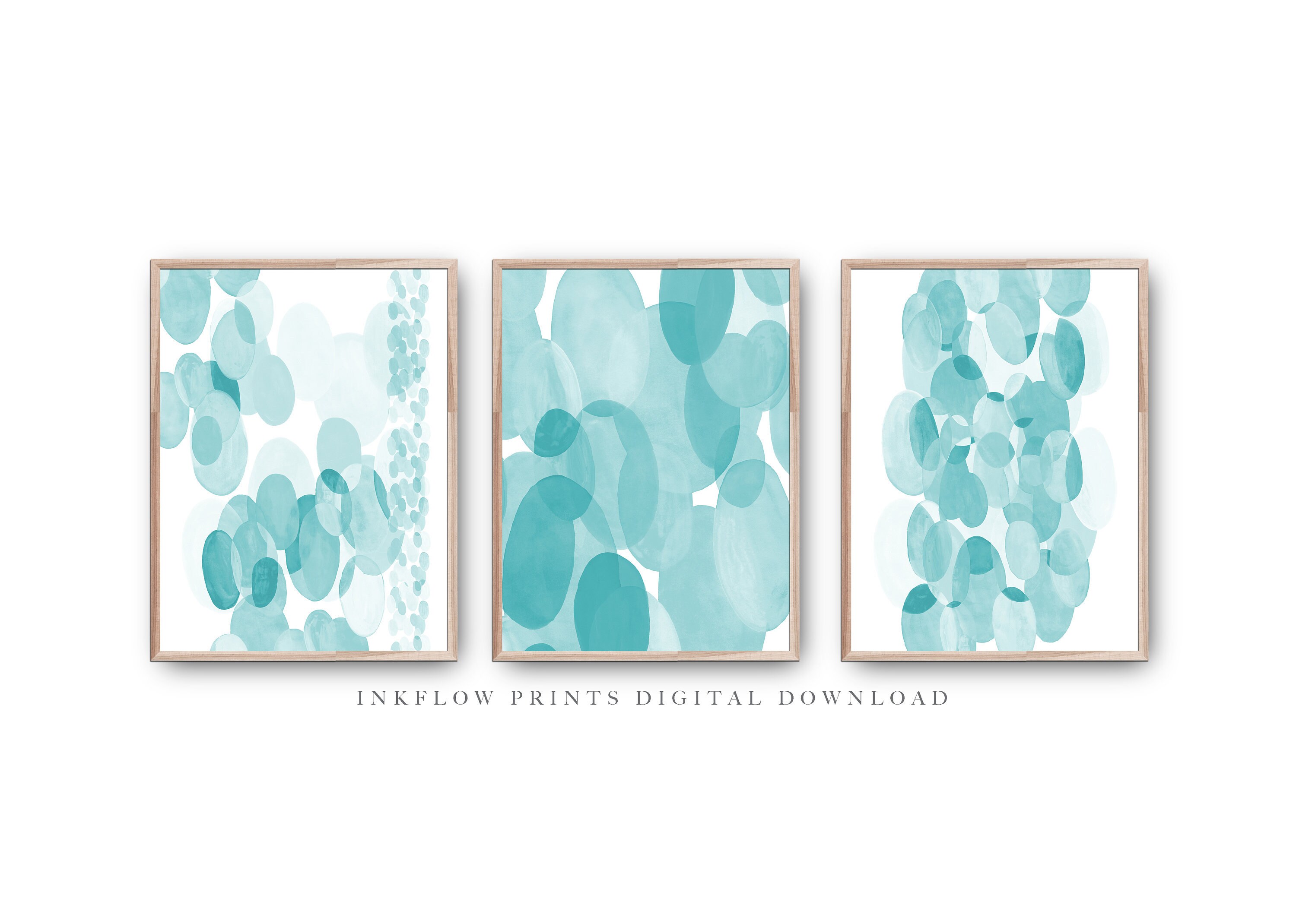 3 Piece Abstract Turquoise Downloadable Wall Art DIGITAL - Etsy