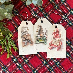 Holiday Gnome Gift Tags, Printable Gift Tags, Instant Print Christmas ...