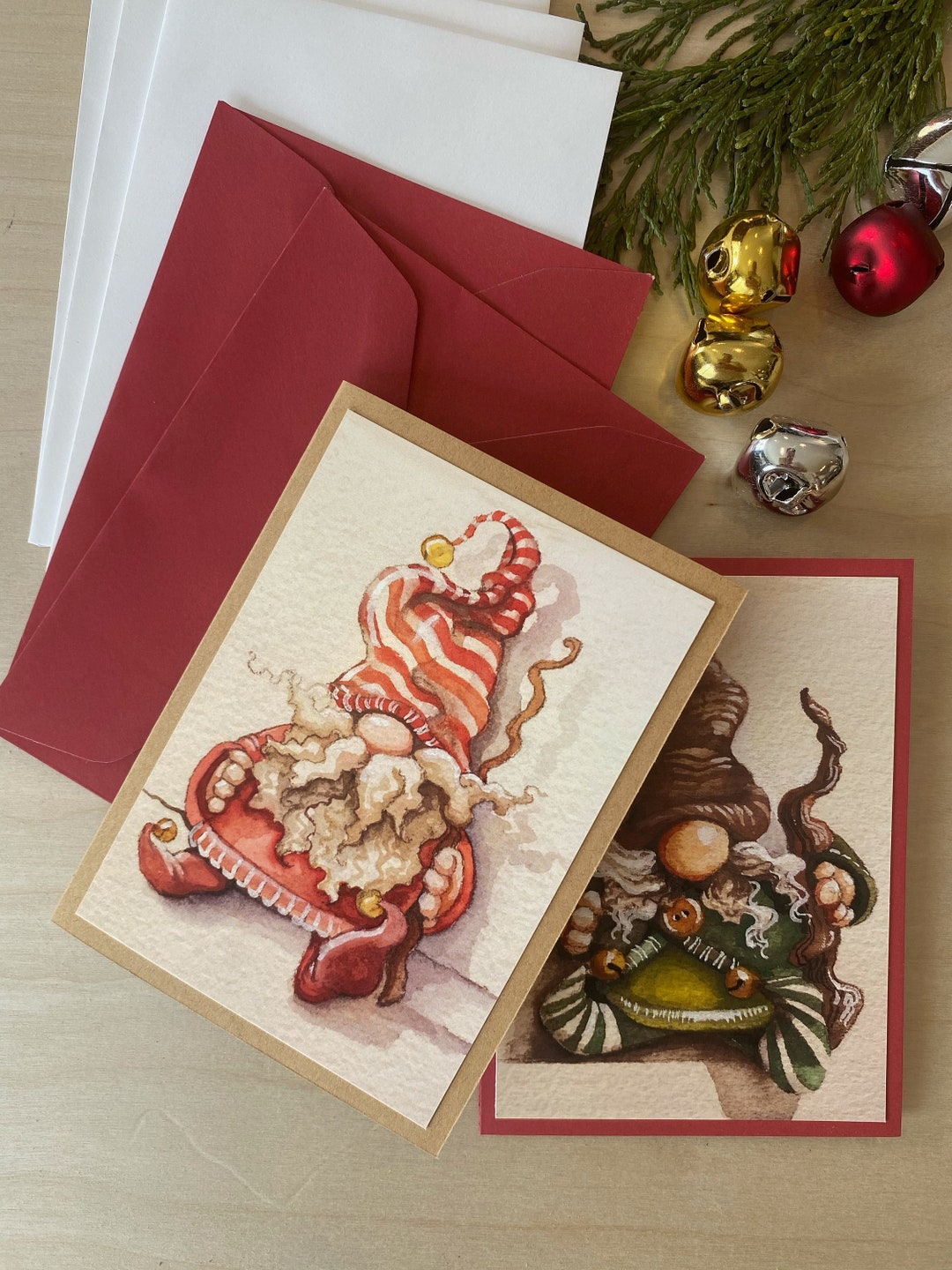 Watercolor Gnome Holiday Cards: Assorted Set of 6 - Etsy