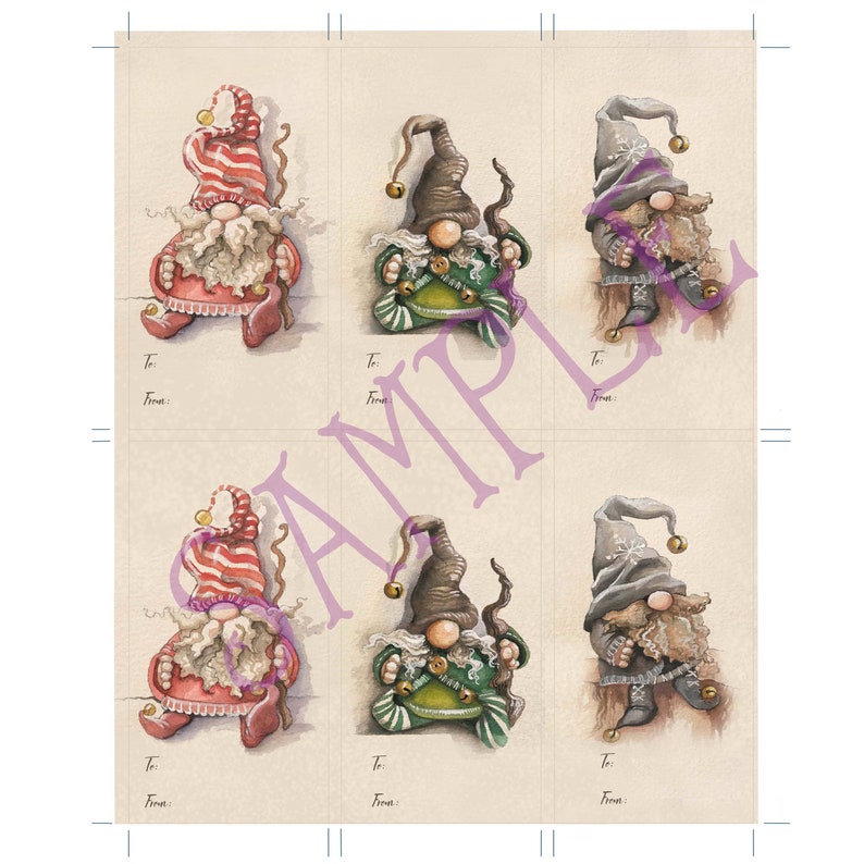 Holiday Gnome Gift Tags, Printable Gift Tags, Instant Print Christmas ...