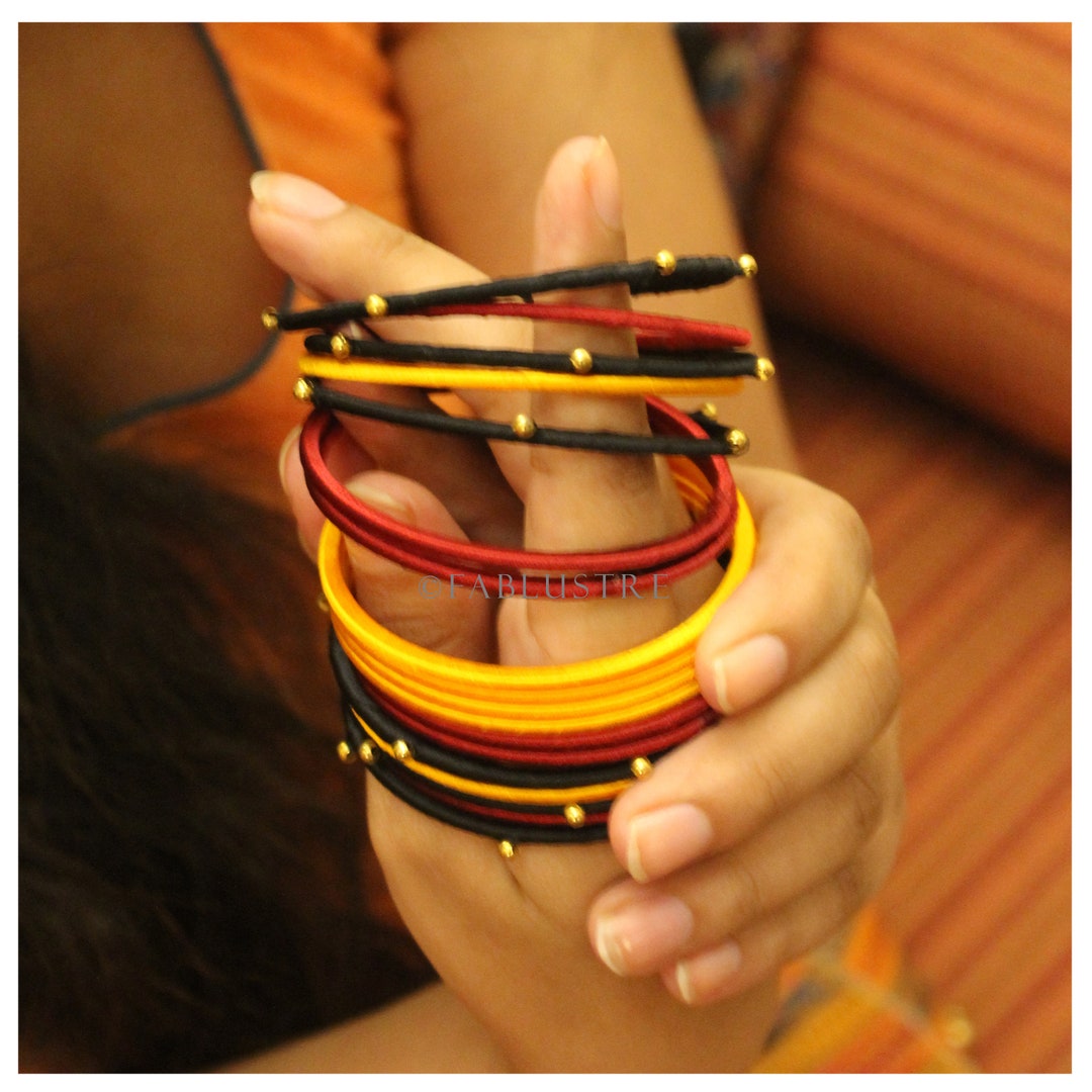 Maroon - Set of 12 Bangles, Handmade Silk Thread Bangles, Women's ...