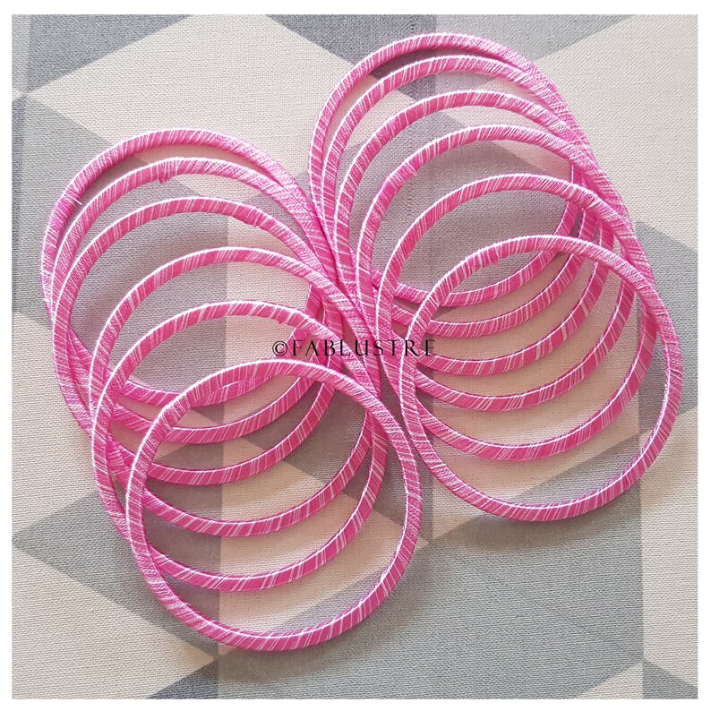 Pink - Set of 12 Handmade Silk Bangles, Perfect for Both Kids and ...
