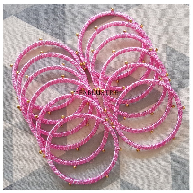 Pink - Set of 12 Handmade Silk Bangles, Perfect for Both Kids and ...