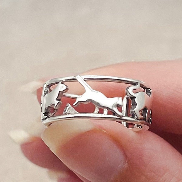 Sterling Silver Cat Ring - Etsy