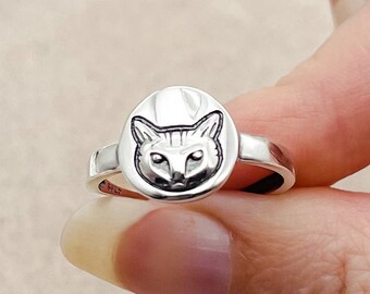 Cat Ring Unique Silver Cat Head Ring, Wild Cat Adjustable Sizing Lynx ...