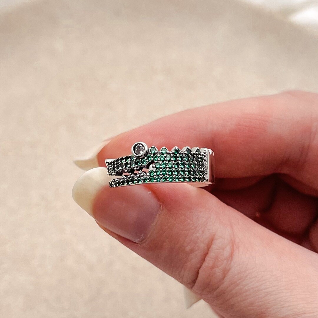 Crocodile S925 Sterling Silver Ring, Adjustable Sizing, Alligator Ring ...