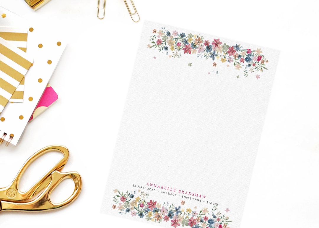 Luxury Personalised Letter Writing Set - Pretty Delicate Florals ...