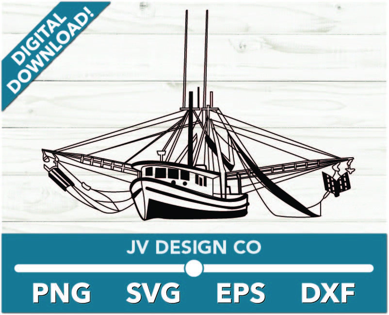 Shrimp Fishing Boat Coast Crab Lobster Classic SVG, Car Clipart, Fast ...