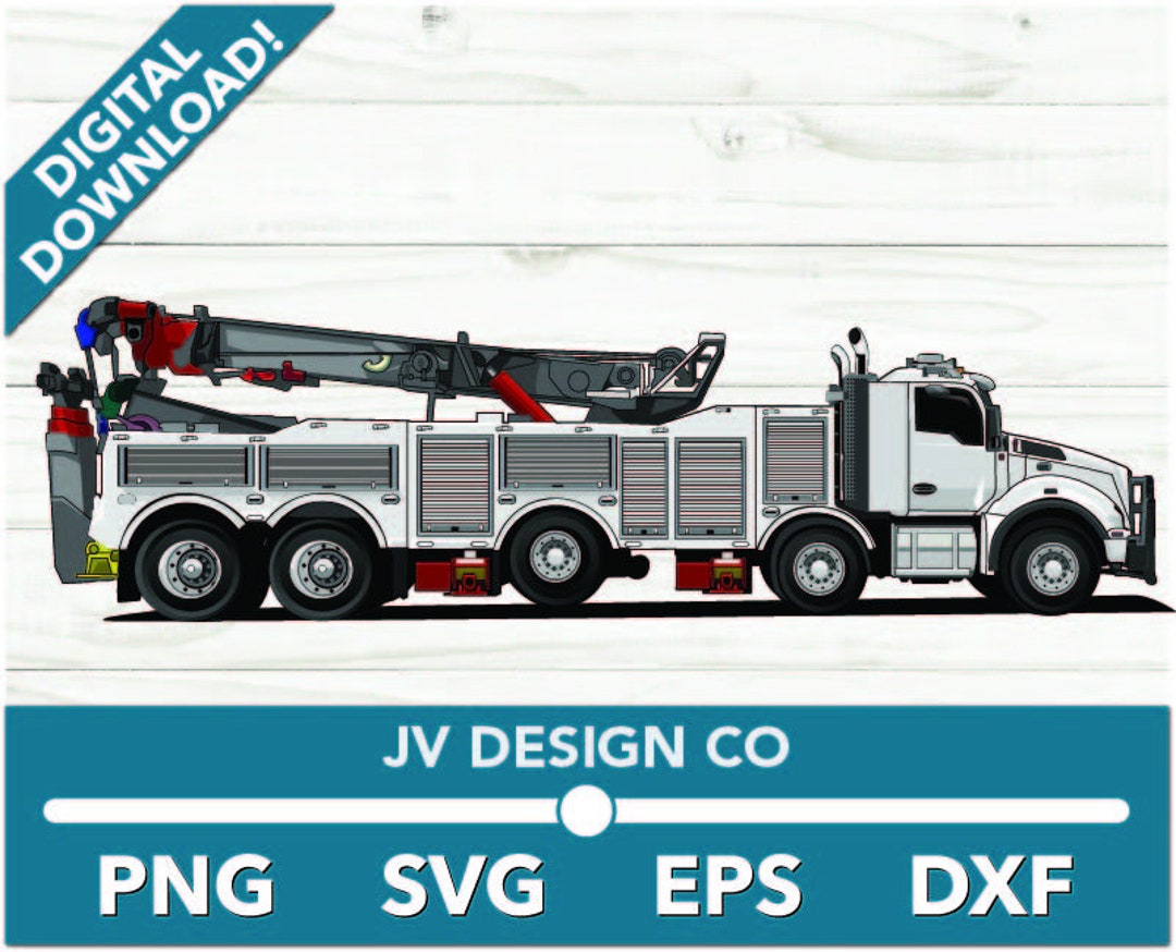 Full Color Mega Wrecker Heavy Tow Truck International With Car SVG ...