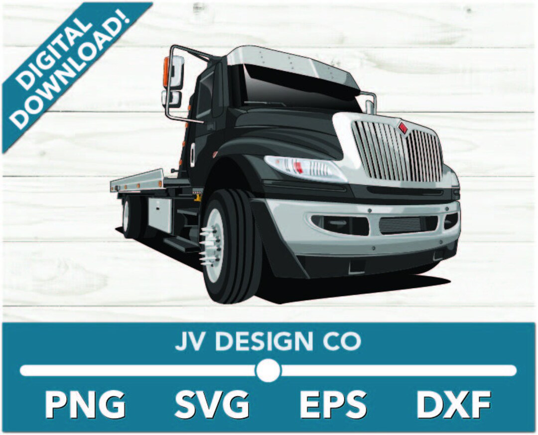 Full Color Rollback Tow Truck International SVG, Pickup Truck Clipart ...