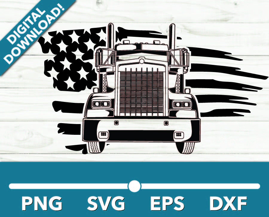 Semi Truck Front Big Rig Heavy Duty Equipment SVG, Clipart, Files for ...