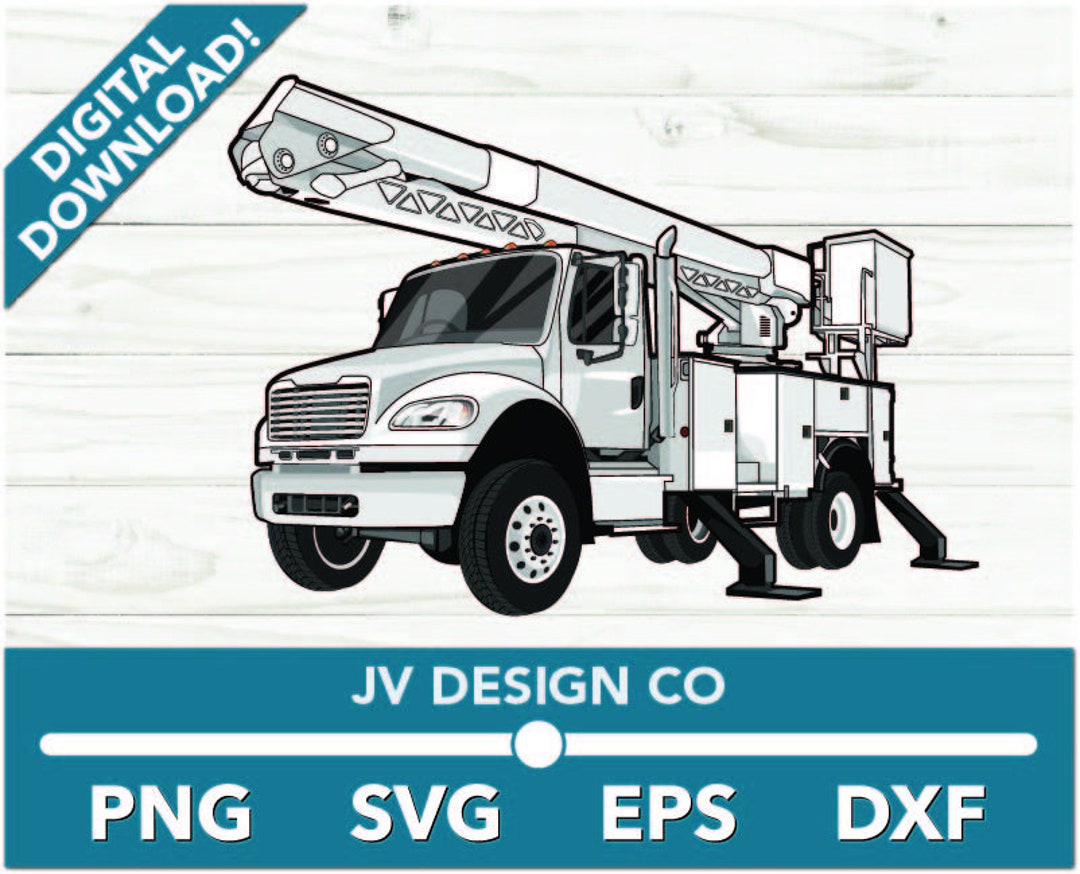 Full Color Lineman Bucket Truck Service Vehicle Heavy Machinery SVG ...