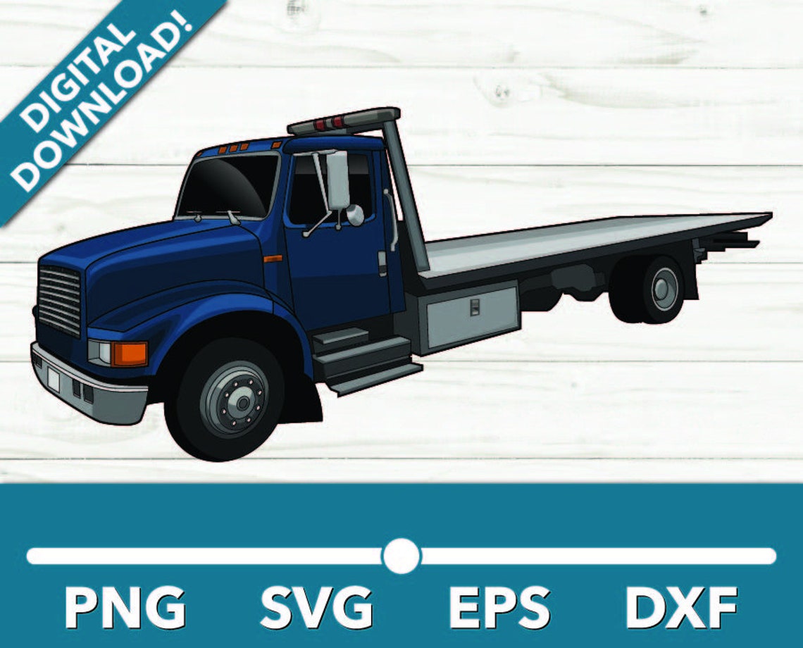 Full Color Rollback Tow Truck International SVG, Pickup Truck Clipart ...