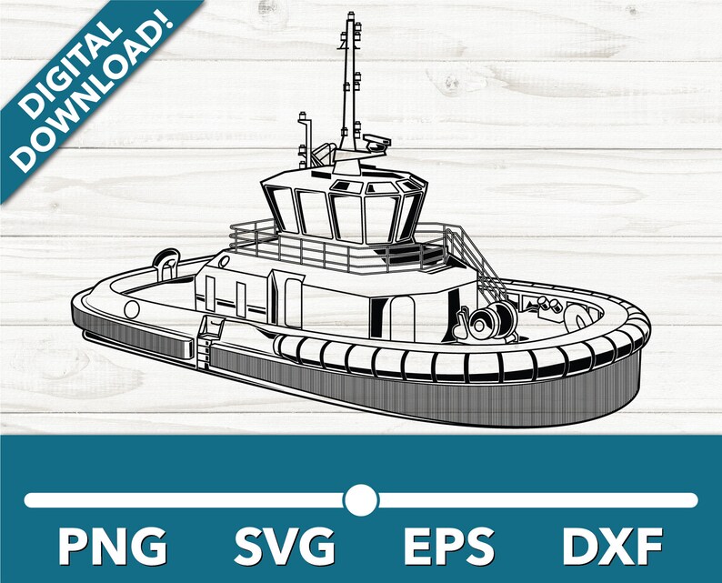 Tugboat Barge Tow Ferry Classic SVG, Car Clipart, Fast Files for Cricut ...